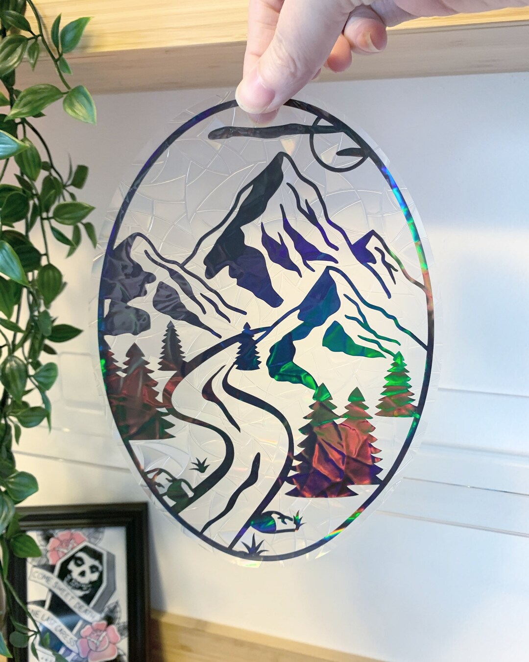 Mountainscape Suncatcher Window Decal, Sticker, Rainbows, Hiking, Night ...