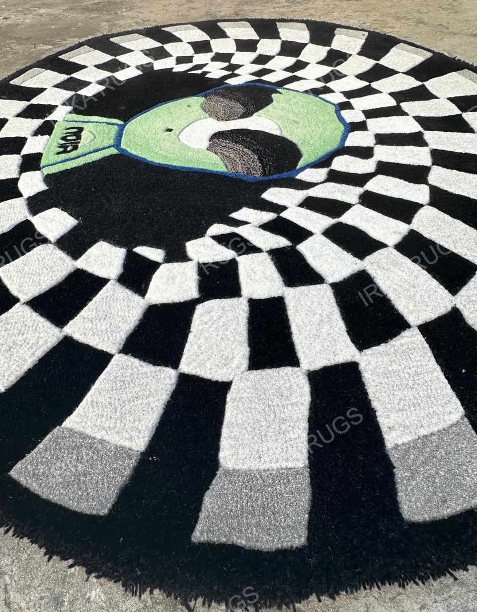 Handmade Alien Rug – Trippy Checkered Optical Illusion, Modern Decor - Etsy