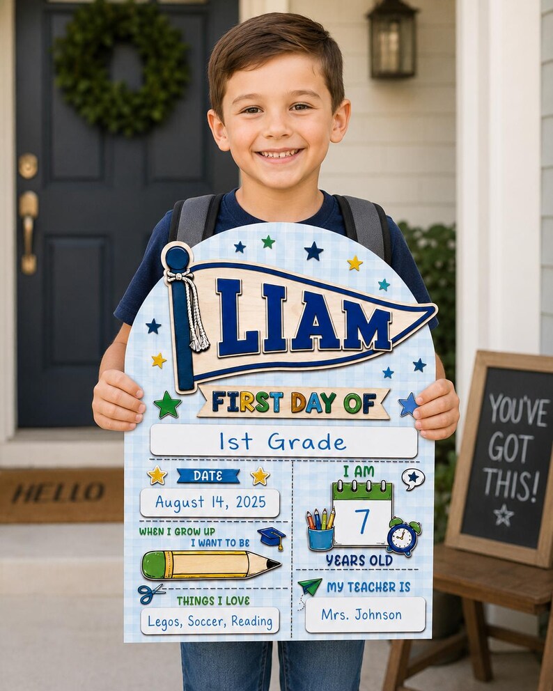 Personalized First Day of School Sign, Back to School Board, Custom ...