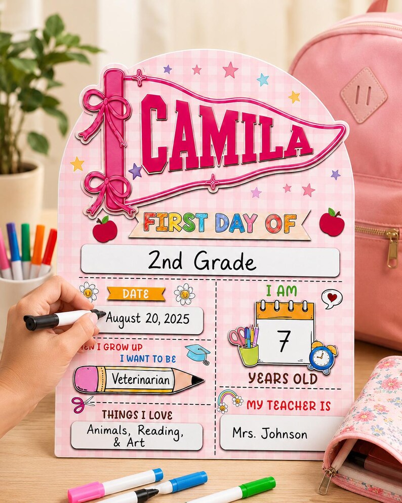 Personalized First Day of School Sign, Back to School Board, Custom ...