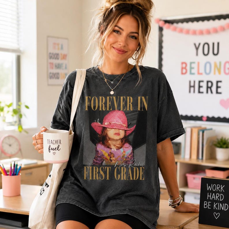Personalized Teacher Comfort Colors Shirt, Custom Photo First Grade Tee ...