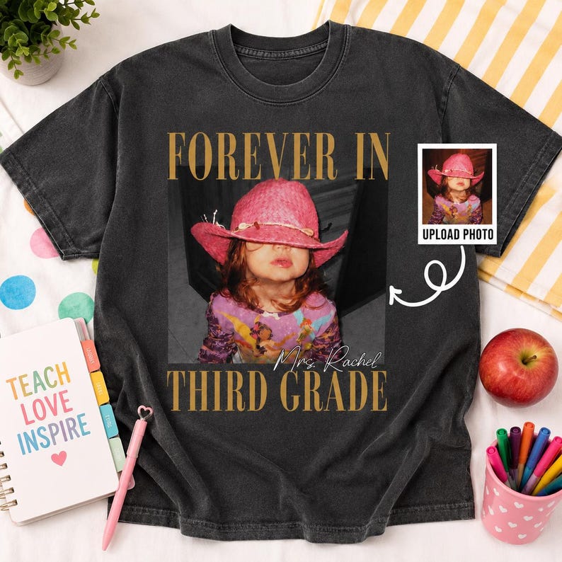 Personalized Teacher Comfort Colors Shirt, Custom Photo Third Grade Tee ...