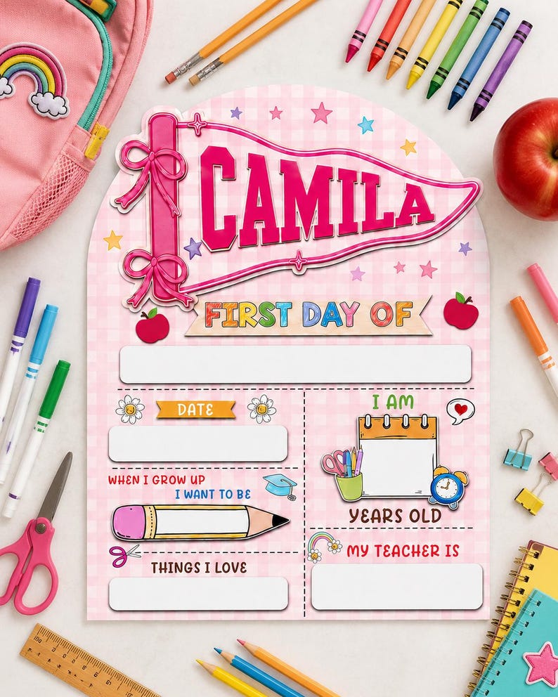 Personalized First Day of School Sign, Back to School Board, Custom ...