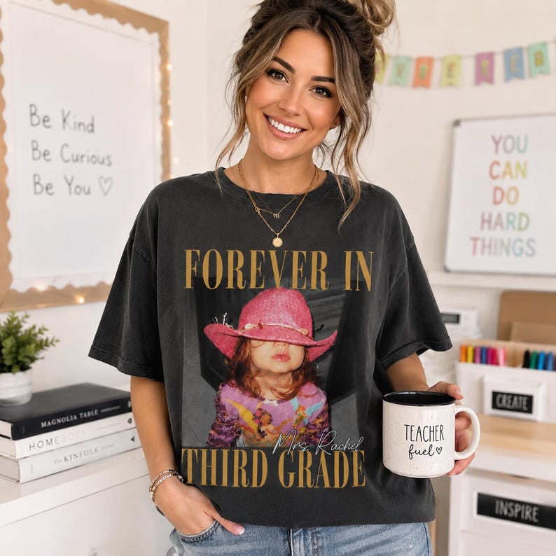 Personalized Teacher Comfort Colors Shirt, Custom Photo Third Grade Tee ...