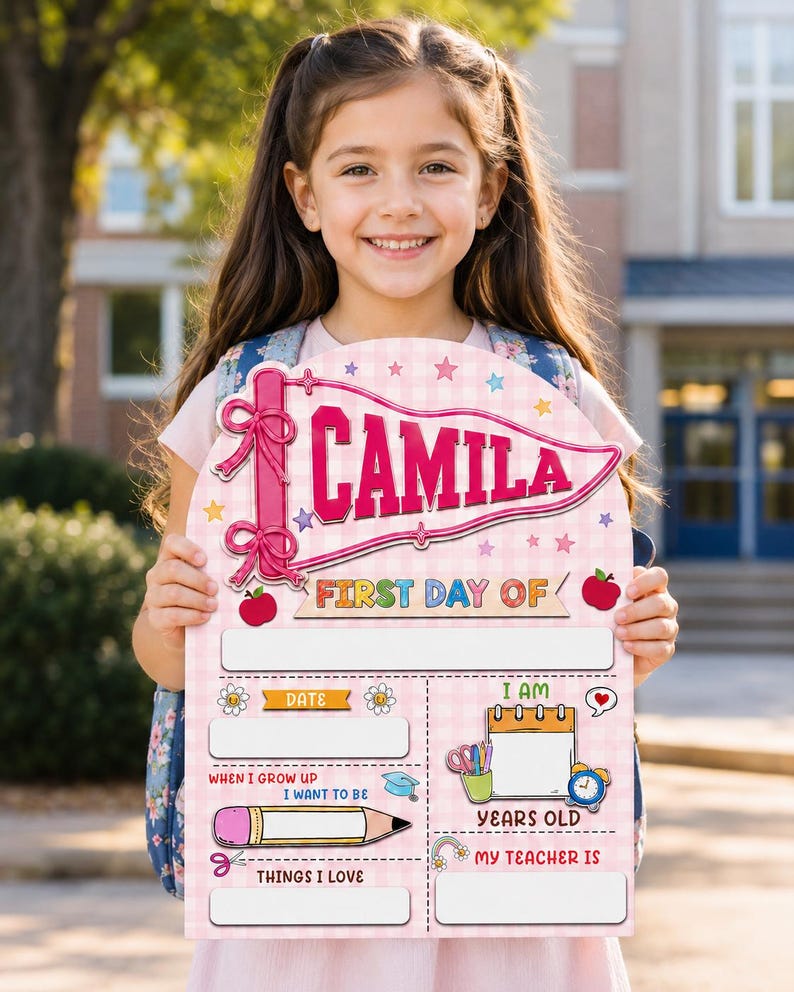 Personalized First Day of School Sign, Back to School Board, Custom ...