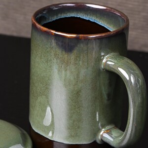 Emerald Mist Premium Glazed Ceramic Tea Mug With Infuser and Lid ...