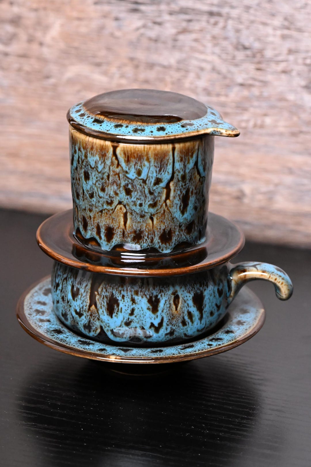 Handmade Cascade Blue Ceramic Coffee Set – Vietnamese Phin Filter & Mug ...