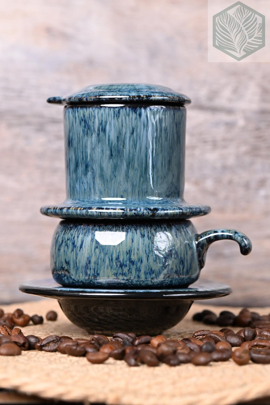 Handmade Ocean Mist Ceramic Coffee Set – Vietnamese Phin Filter & Mug ...