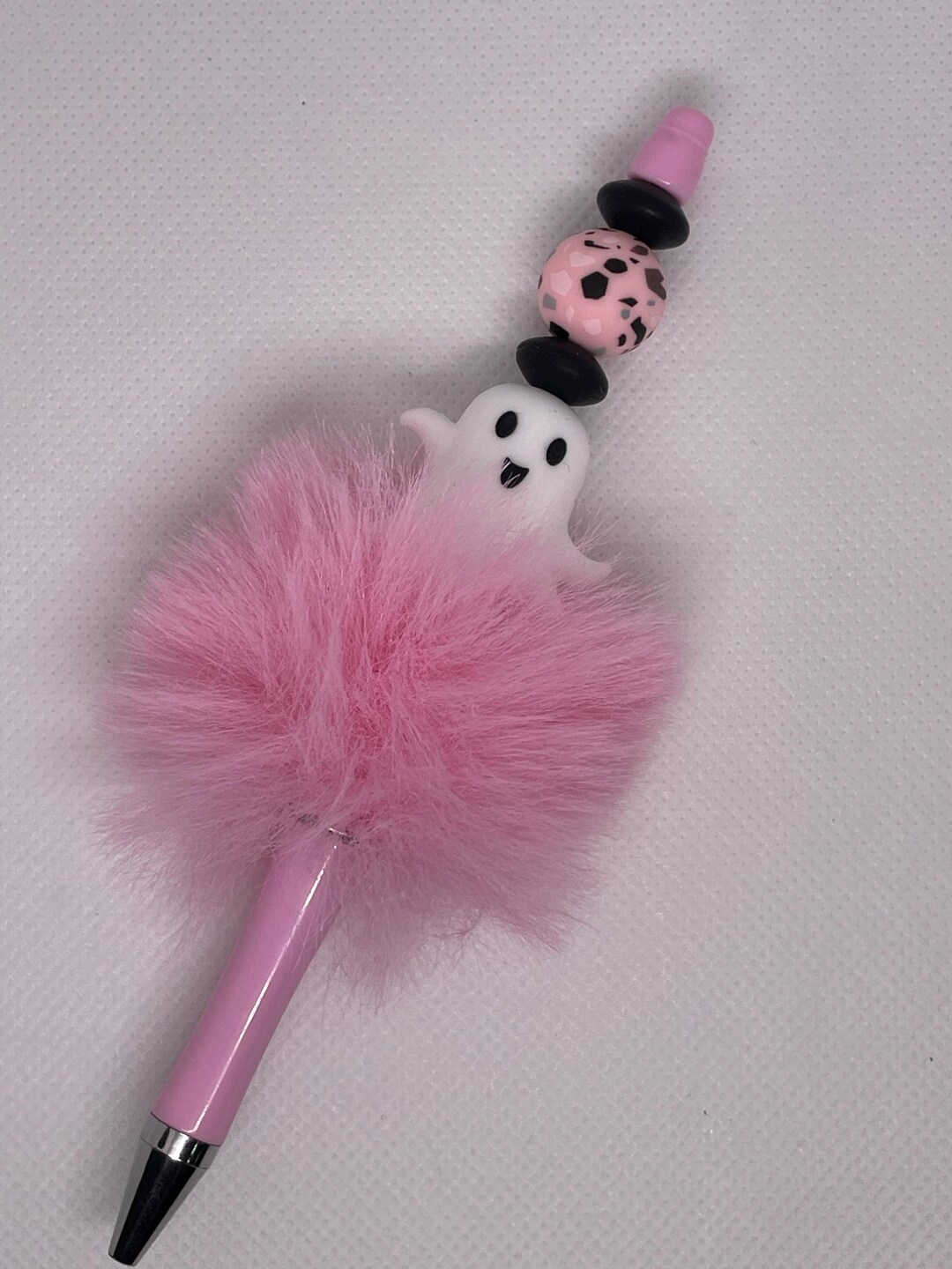 Pretty Ghost - Decorative Handmade Pen With Fun Charm, Pompom and Beads ...