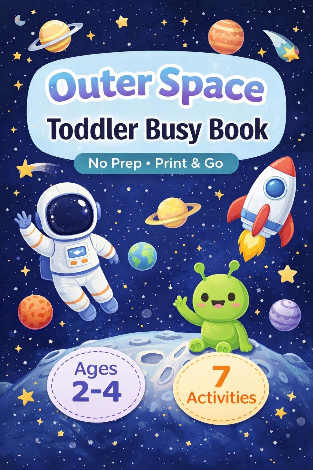 Outer Space Toddler Busy Book Printable | Activities for Kids Age 2-4 ...