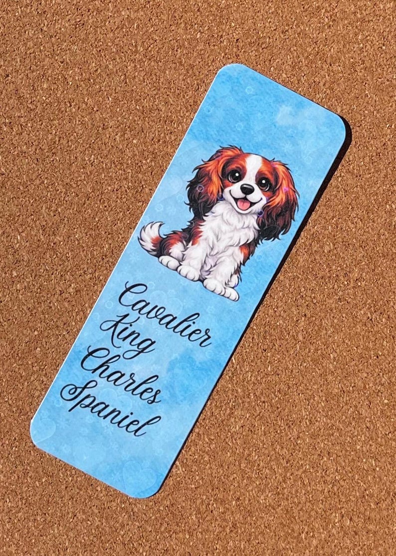 Blenheim Cavalier King Charles Spaniel Bookmark Cute Puppy Reading ...