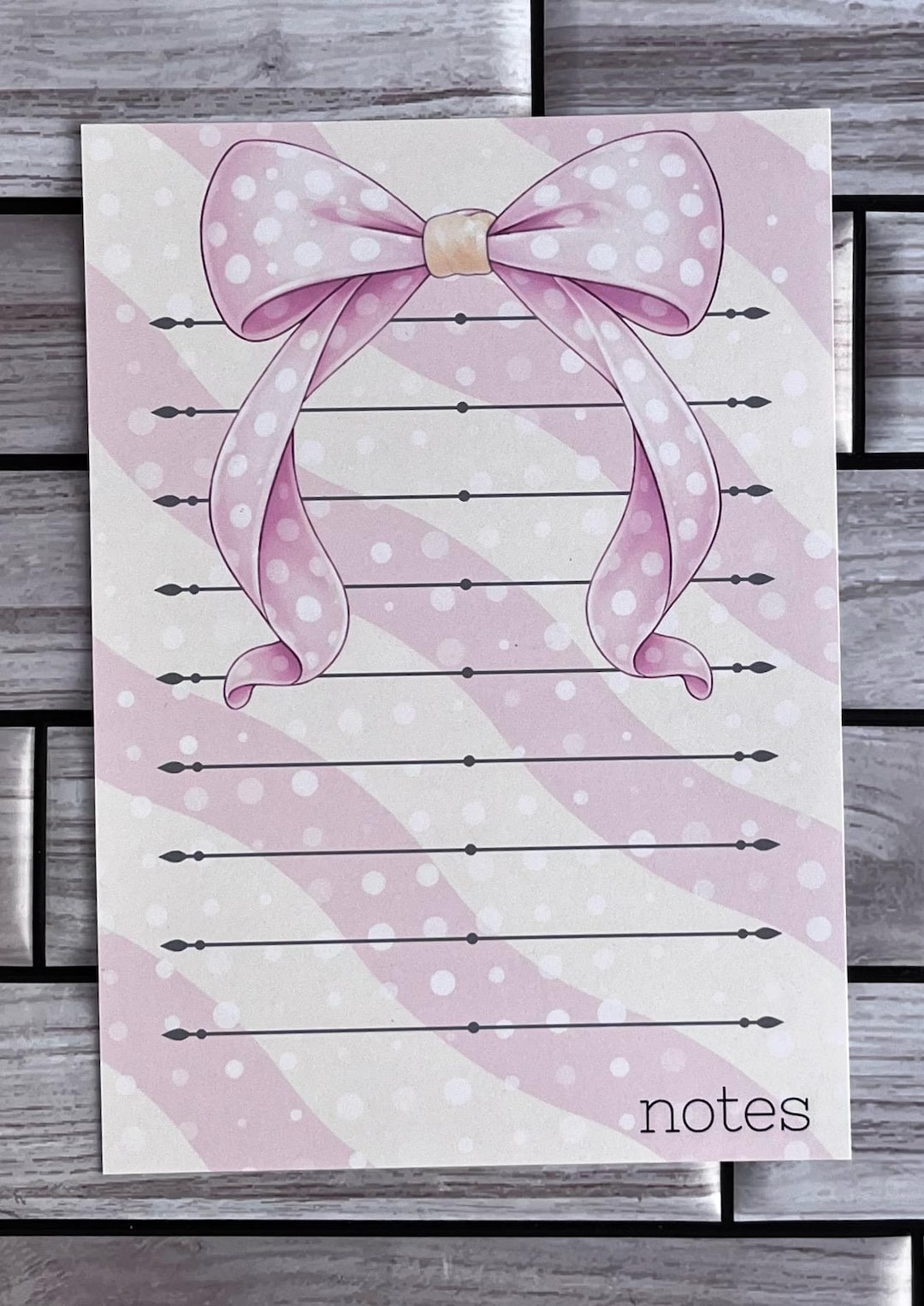 Pink Bow Notepad 5x7 Lined Paper Pad, Coquette Aesthetic Stationery ...