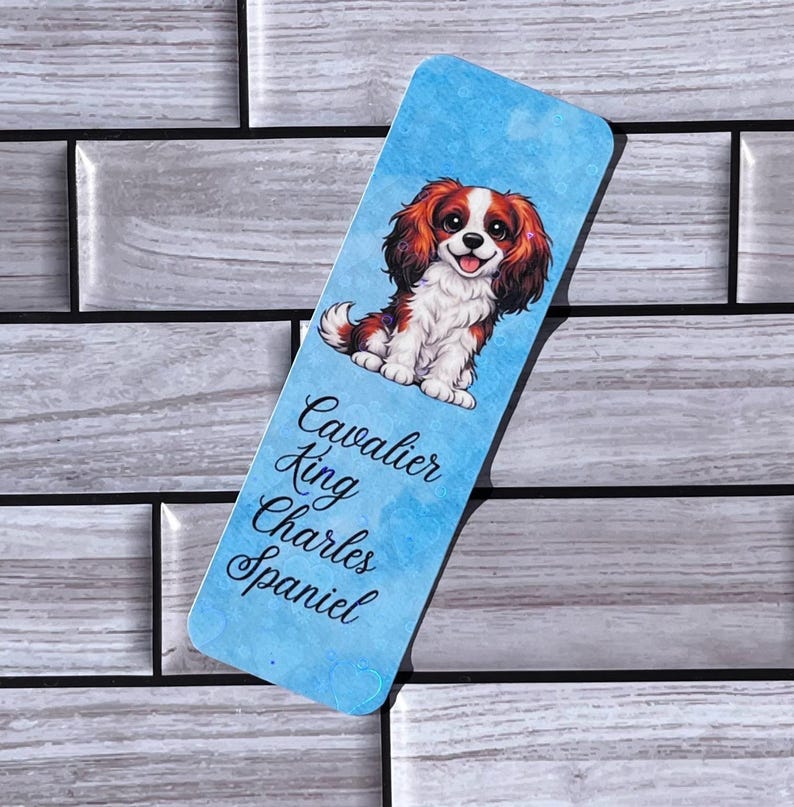 Blenheim Cavalier King Charles Spaniel Bookmark Cute Puppy Reading ...