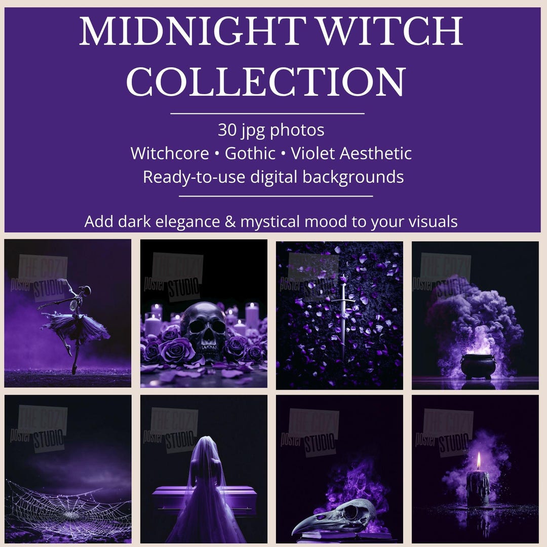 Witchcore Photo Overlays: Gothic Violet Backgrounds (digital Download ...