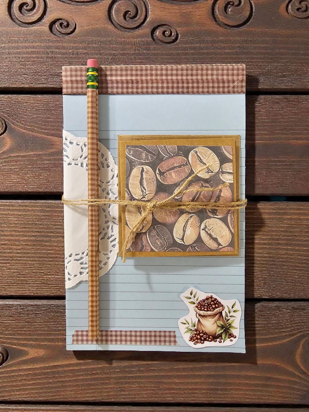 Coffee Themed Note Card, Note Pad, and Pencil Set - Etsy