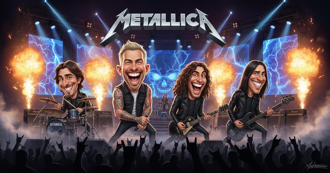 Metallica Caricature Wall Art - Funny Heavy Metal Poster - Eccentric ...