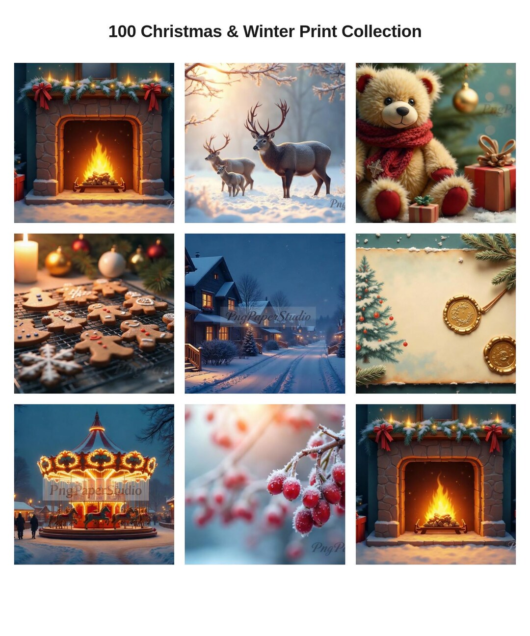 Christmas Clipart Bundle: 100 Holiday PNG Graphics (digital Download ...