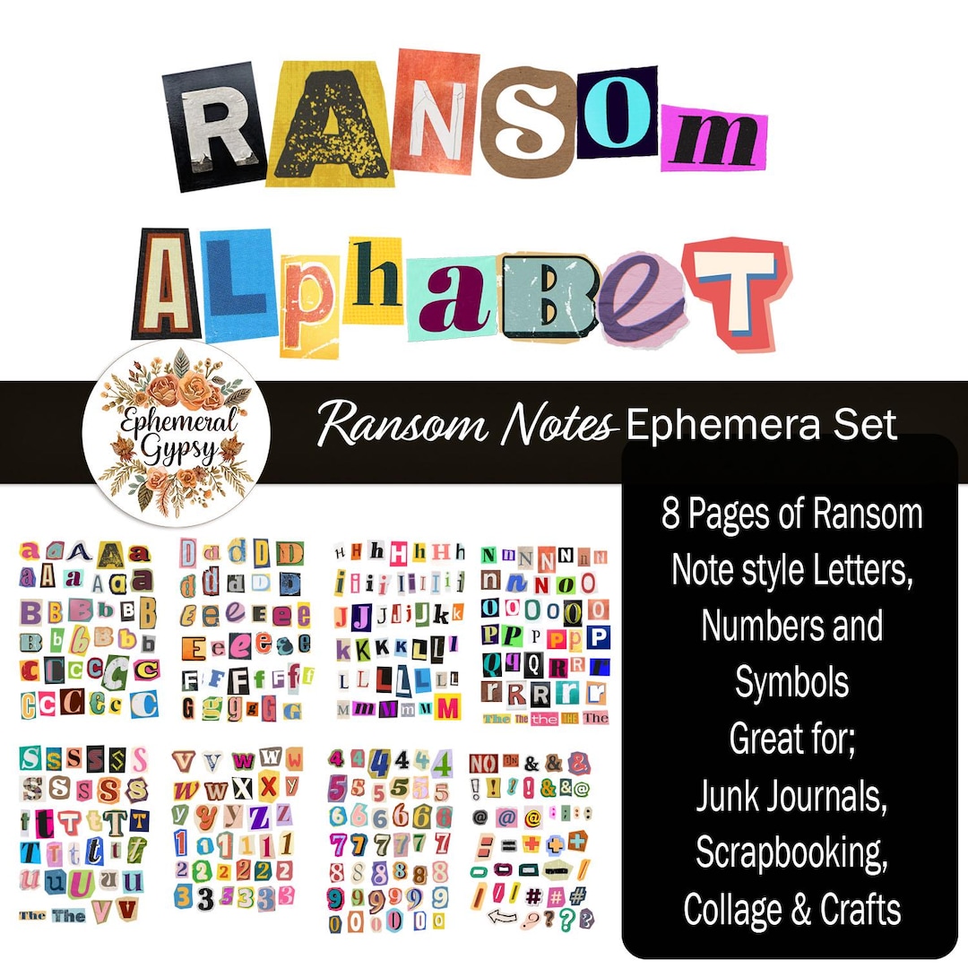 Ransom Alphabet Letters and Numbers Digital Download, Sheet of Ransom ...