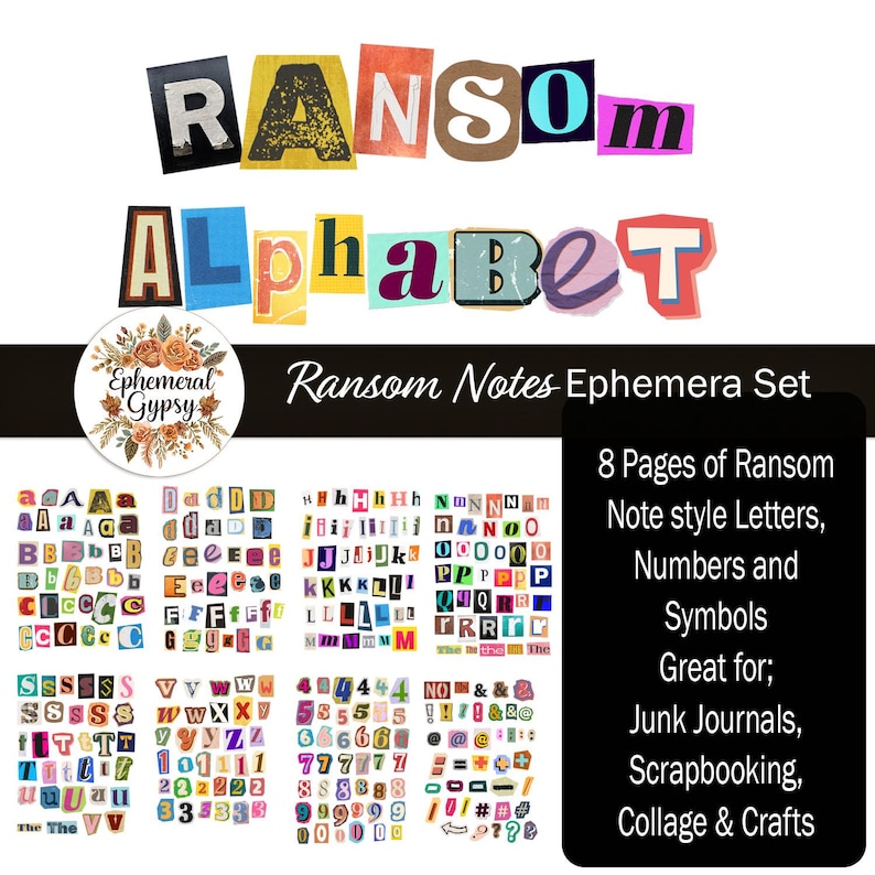 Ransom Alphabet Letters and Numbers Digital Download, Sheet of Ransom ...