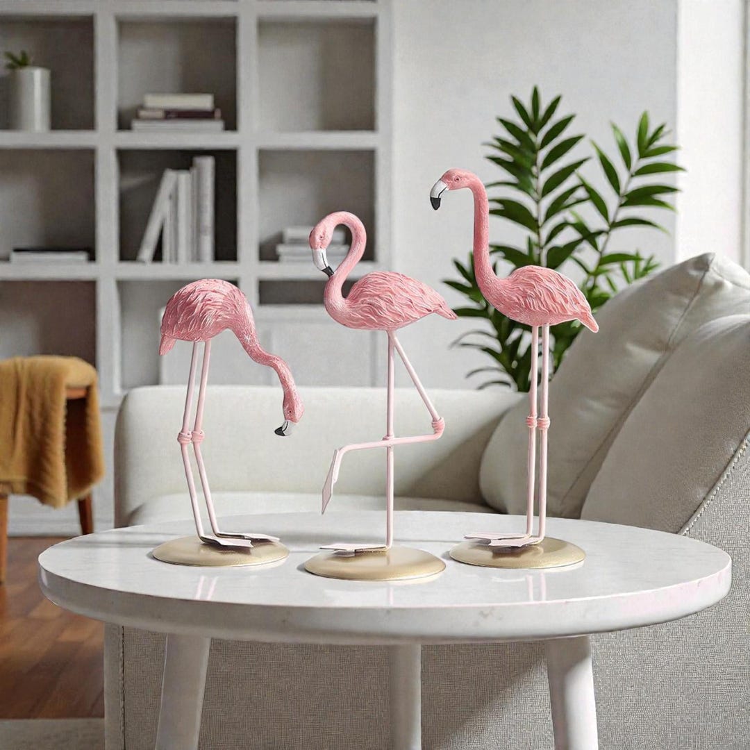 Flamingo Resin Statue, Modern Animal Sculpture, Whimsical Home Decor ...