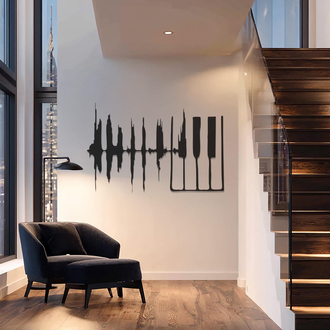 Piano Sound Wave Wall Art, Music Metal Decor, Soundwave Sculpture ...