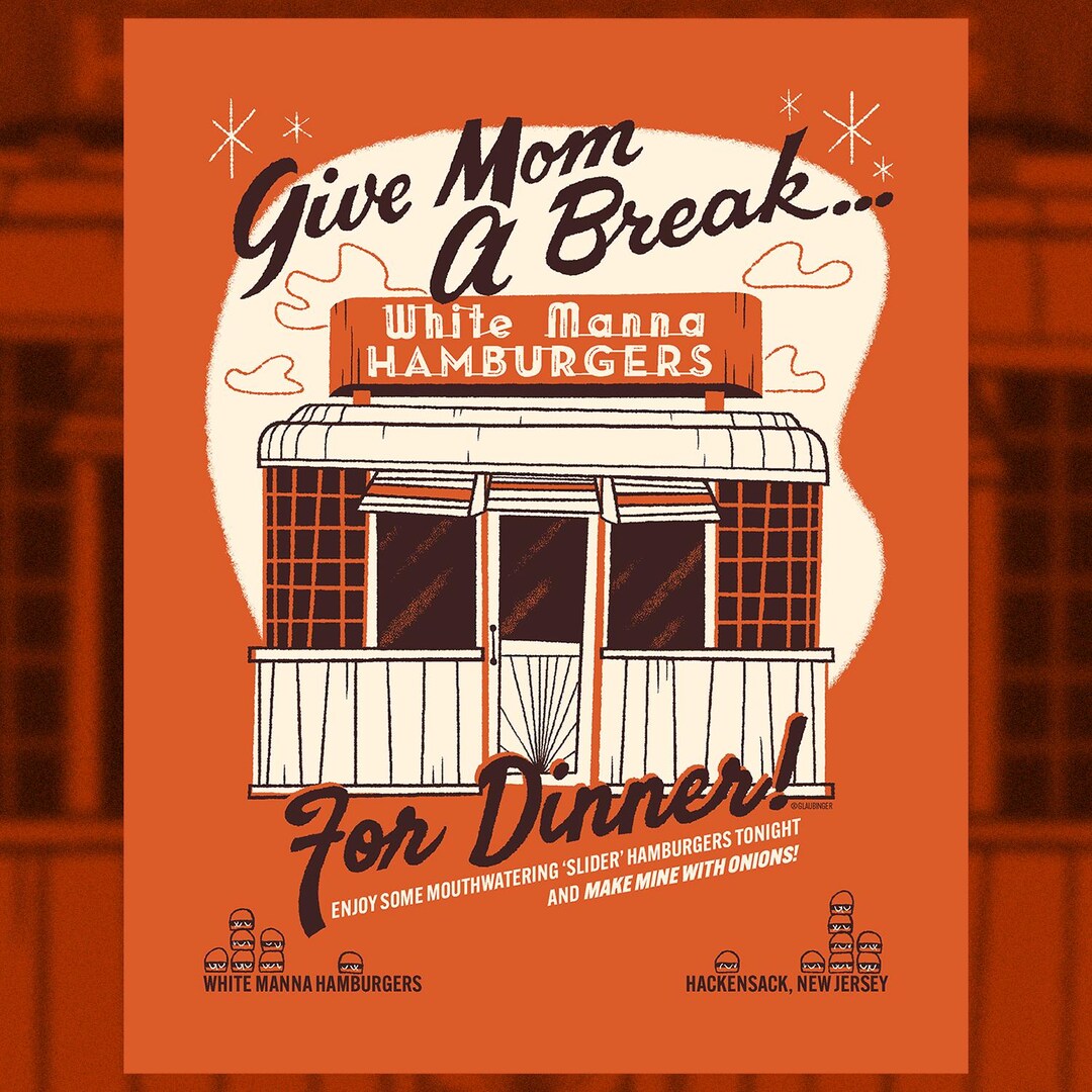 White Manna Hamburger - Screen Print - Etsy