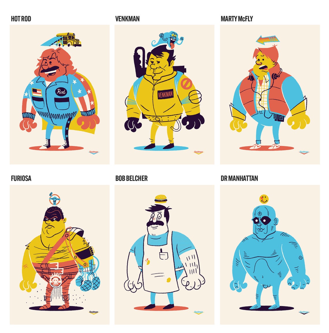 Fat Heroes - Mini Prints - Etsy