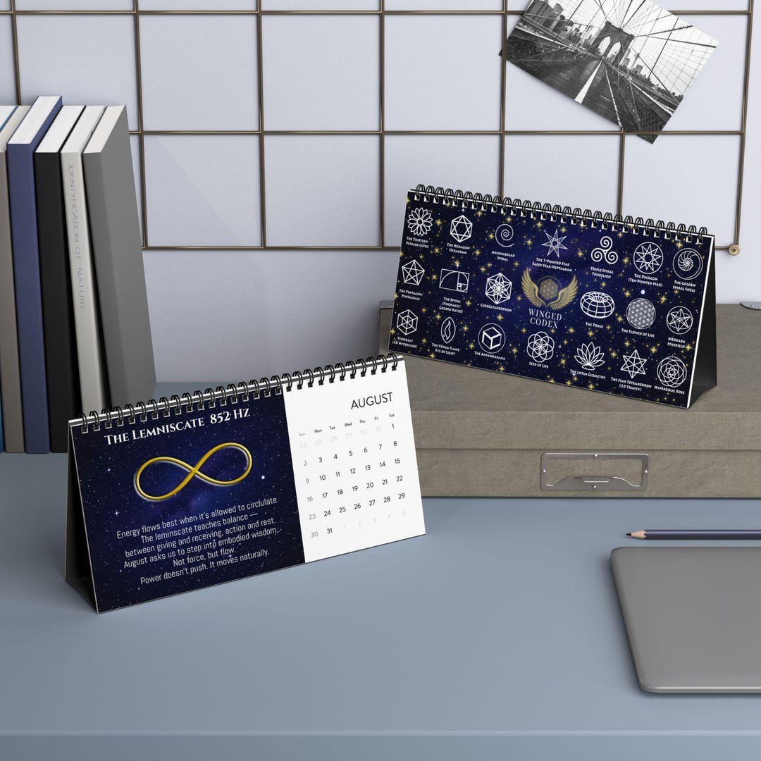Winged Codex 2026 Sacred Geometry Desk Calendar | Frequency-based ...