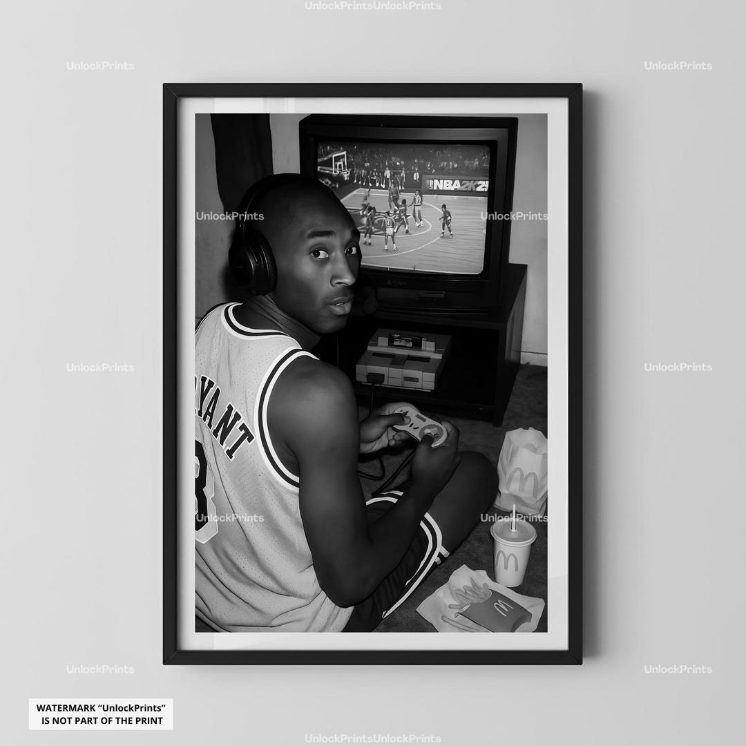 Kobe Bryant Print, Kobe Bryant Poster, Kobe Bryant Wall Art, Basketball ...
