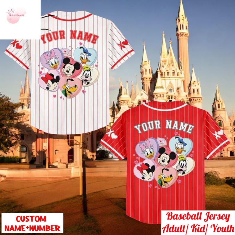 Disney Love Baseball Jersey Custom Name Number, Mickey Minnie Couple ...