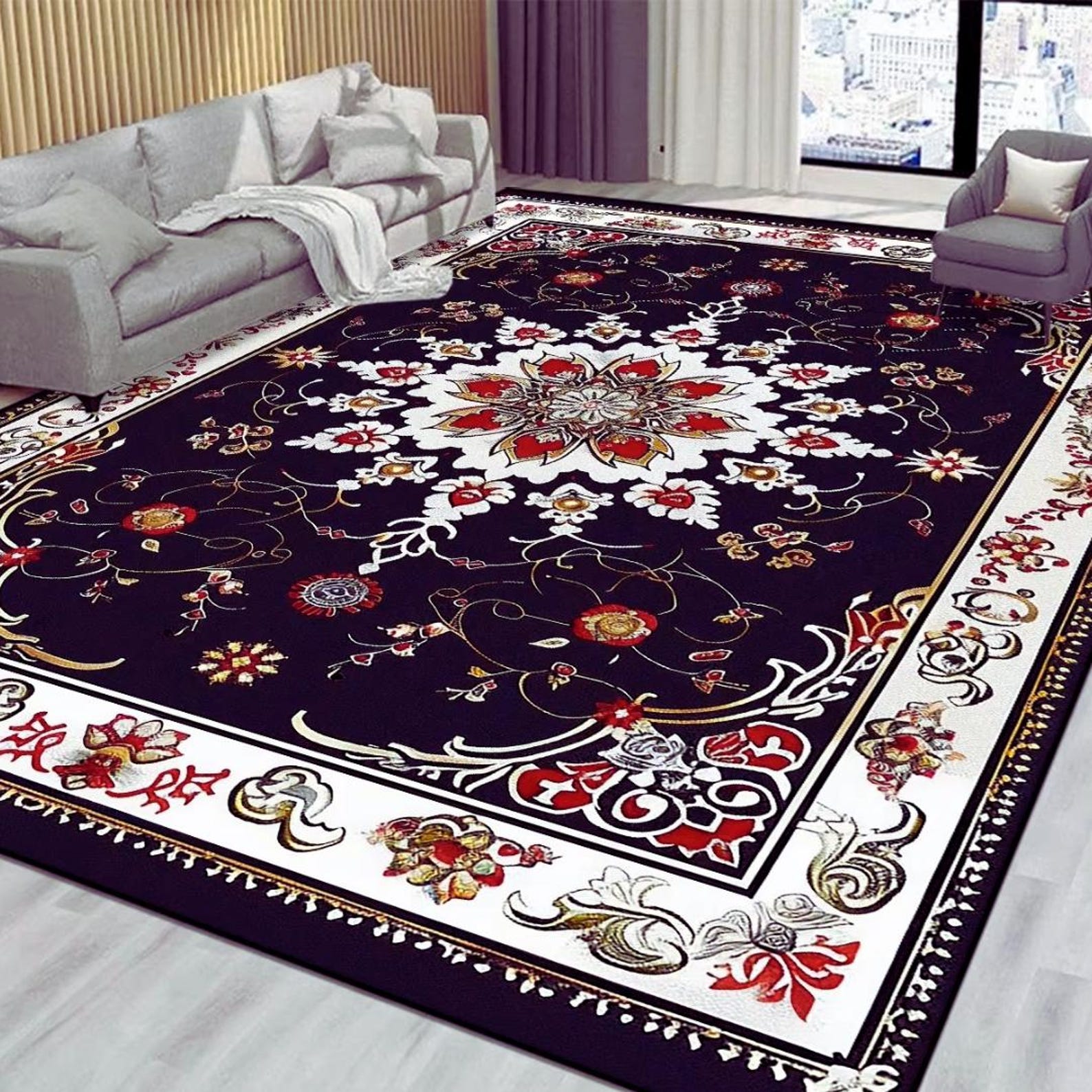 Persian Luxury Retro Red Carpet Living Room - Etsy