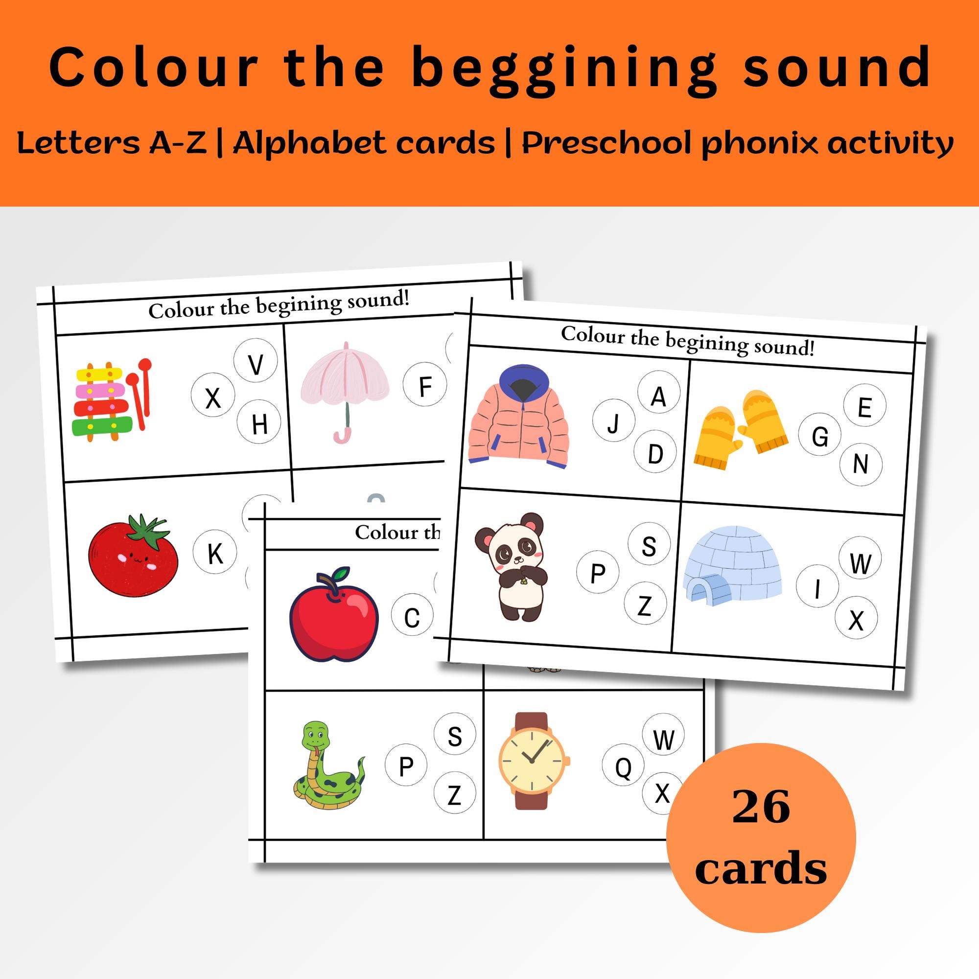 Beginning Sounds Coloring Pages: A-Z Alphabet Phonics (PDF Download) - Etsy