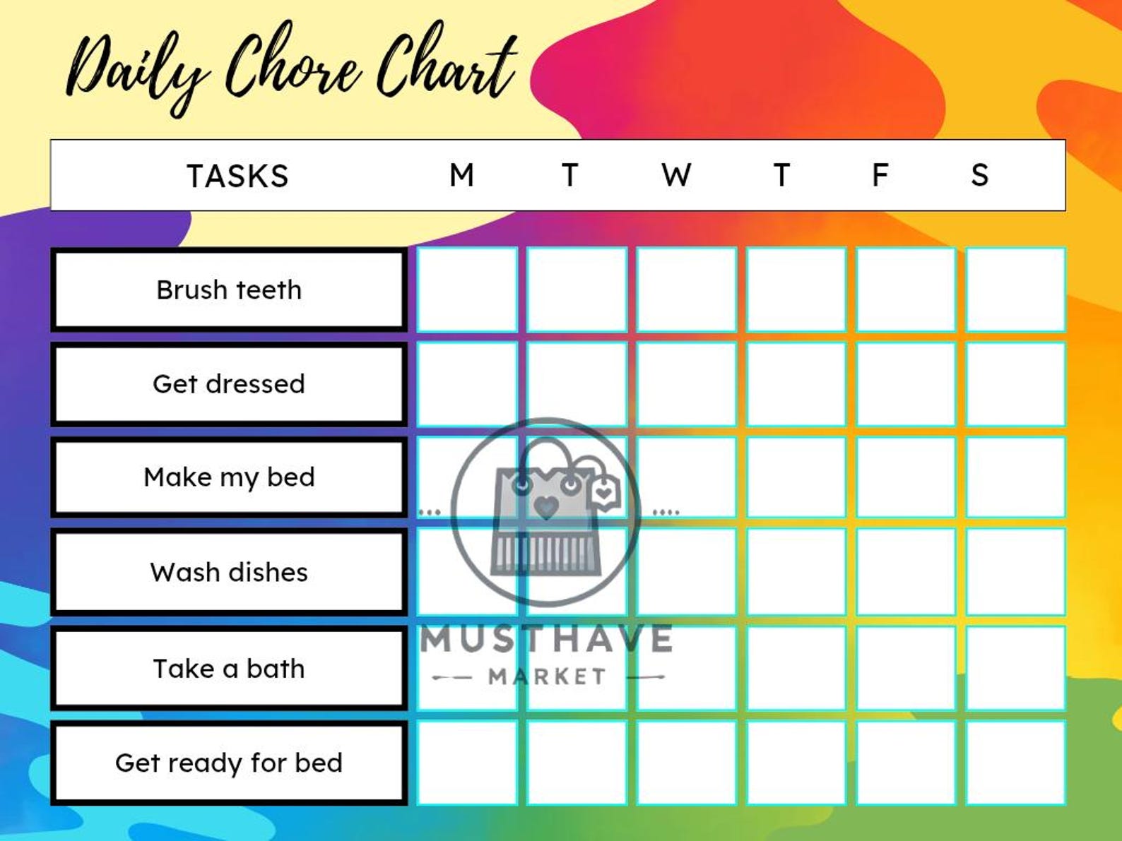 Editable Kids Chore Chart: Printable Routine, Family Reward Tracker ...