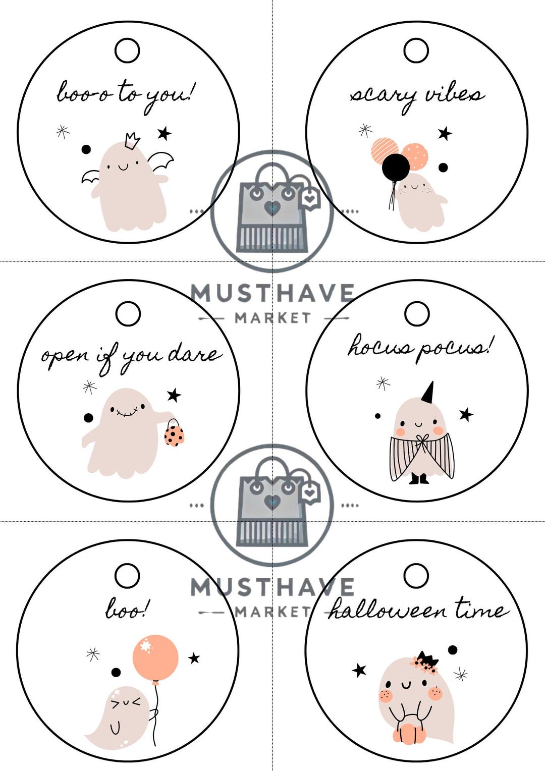 Printable Halloween Party Favor Tags | Cute Trick or Treat Bag Labels ...