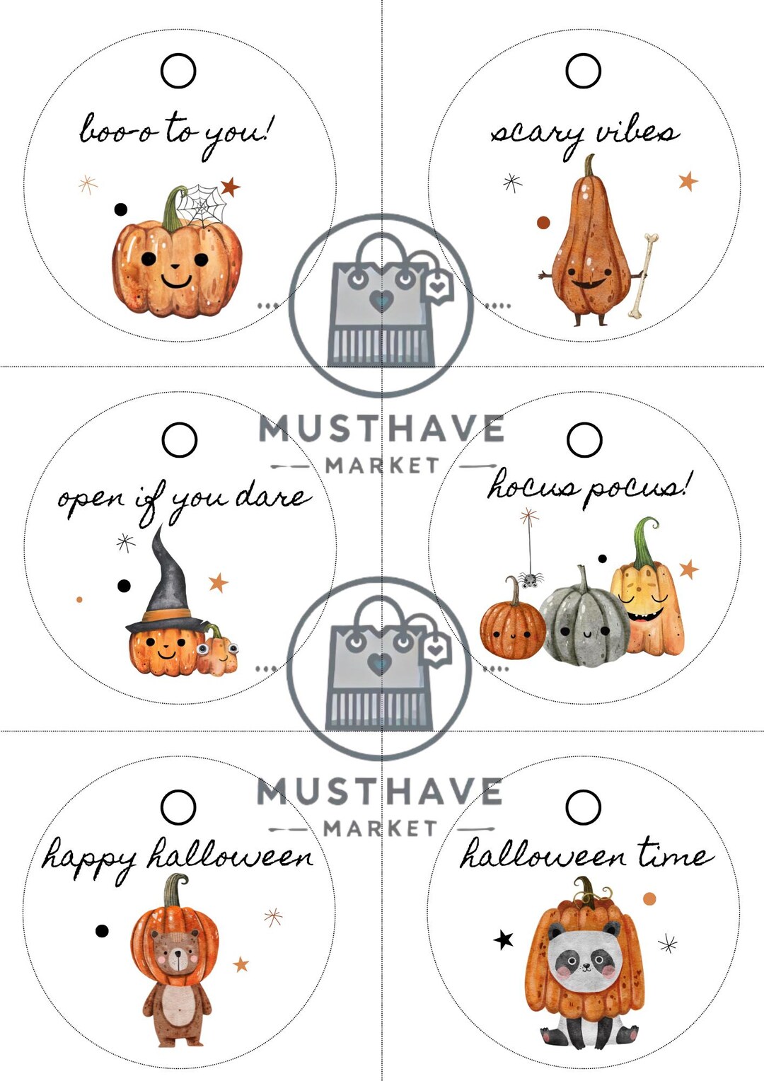 Printable Halloween Party Favor Tags | Cute Trick or Treat Bag Labels ...