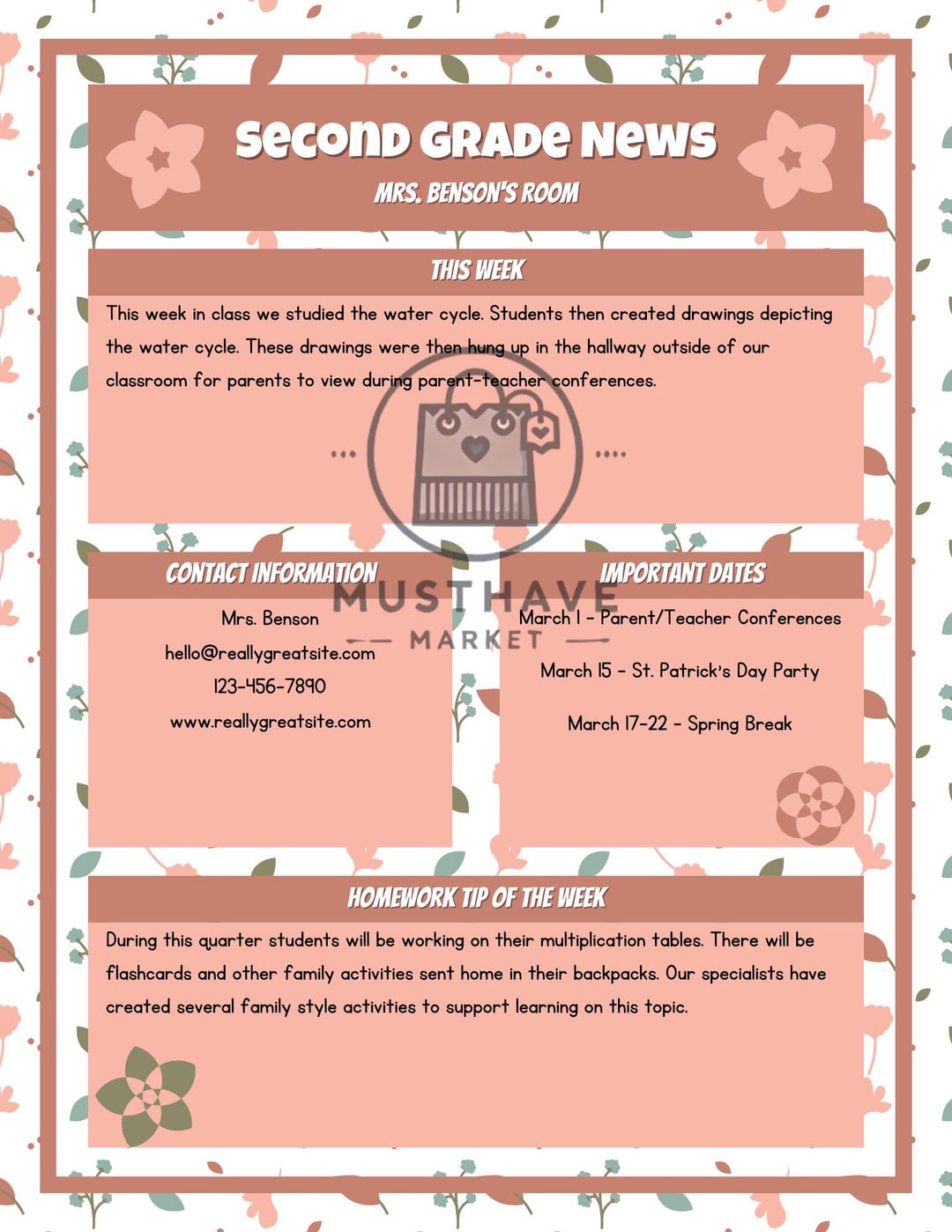 Editable Teacher Newsletter Template: Classroom Communication Flyer ...