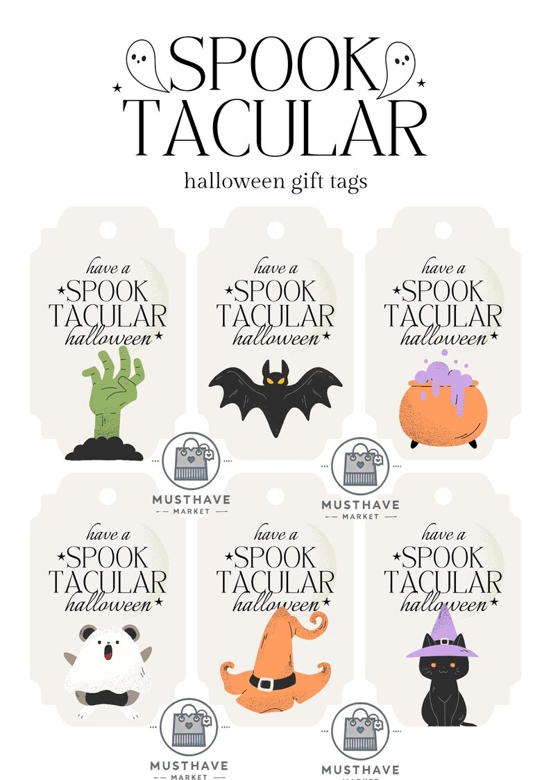 Printable Halloween Party Favor Tags | Cute Trick or Treat Bag Labels ...