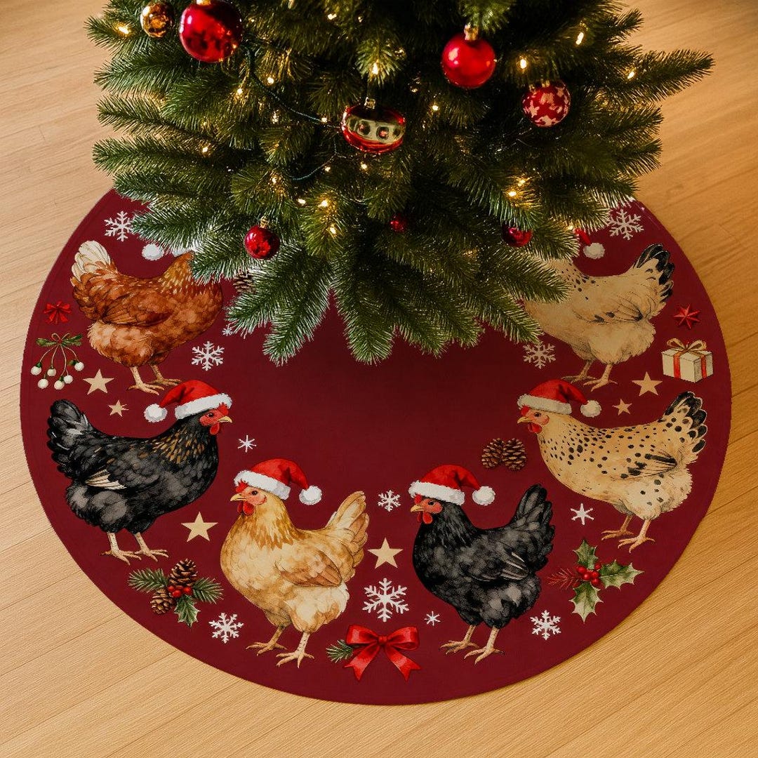 Farm Chicken Christmas Tree Skirt, Farm Chicken Christmas Tree Cover ...