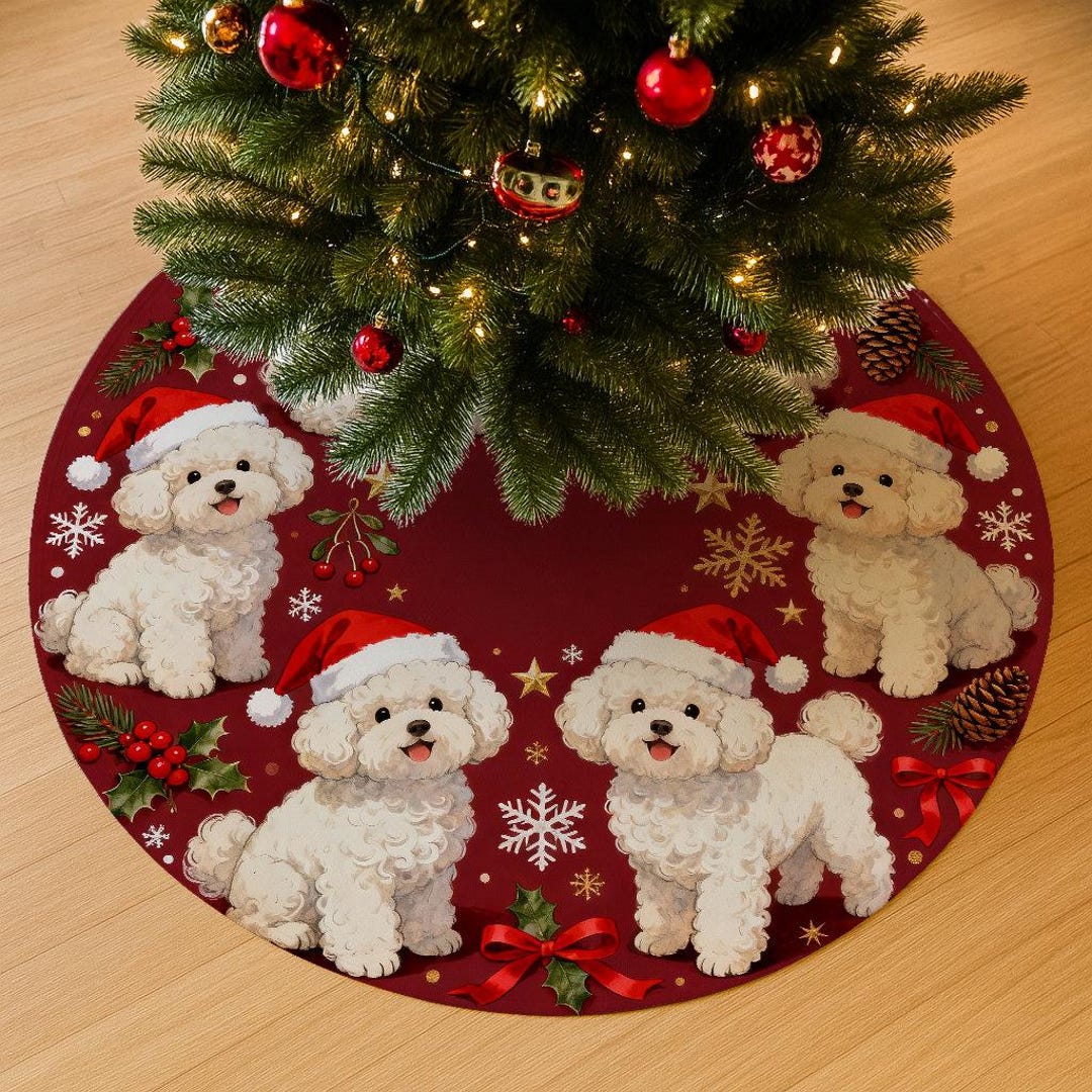 Bichon Frisé Dog Christmas Tree Skirt, Bichon Frisé Dog Christmas Tree ...