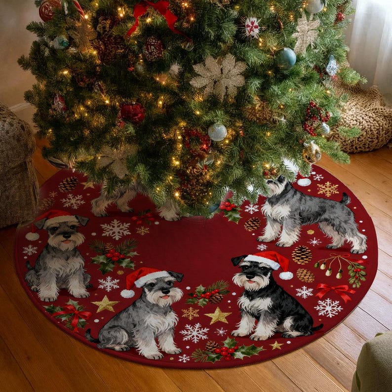 Miniature Schnauzer Dog Christmas Tree Skirt, Miniature Schnauzer Dog ...