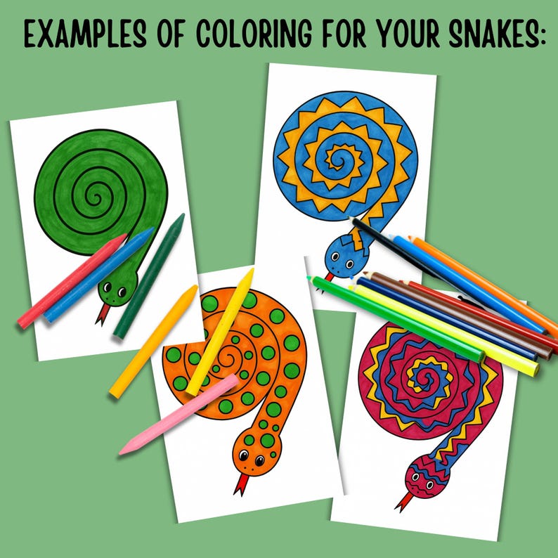 Spiral Snake Craft Printable for Kids, Cut Out Hanging Snake Coloring ...