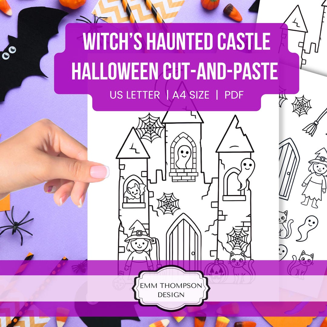 Halloween Haunted Castle Cut and Paste Activity, Halloween Craft for ...