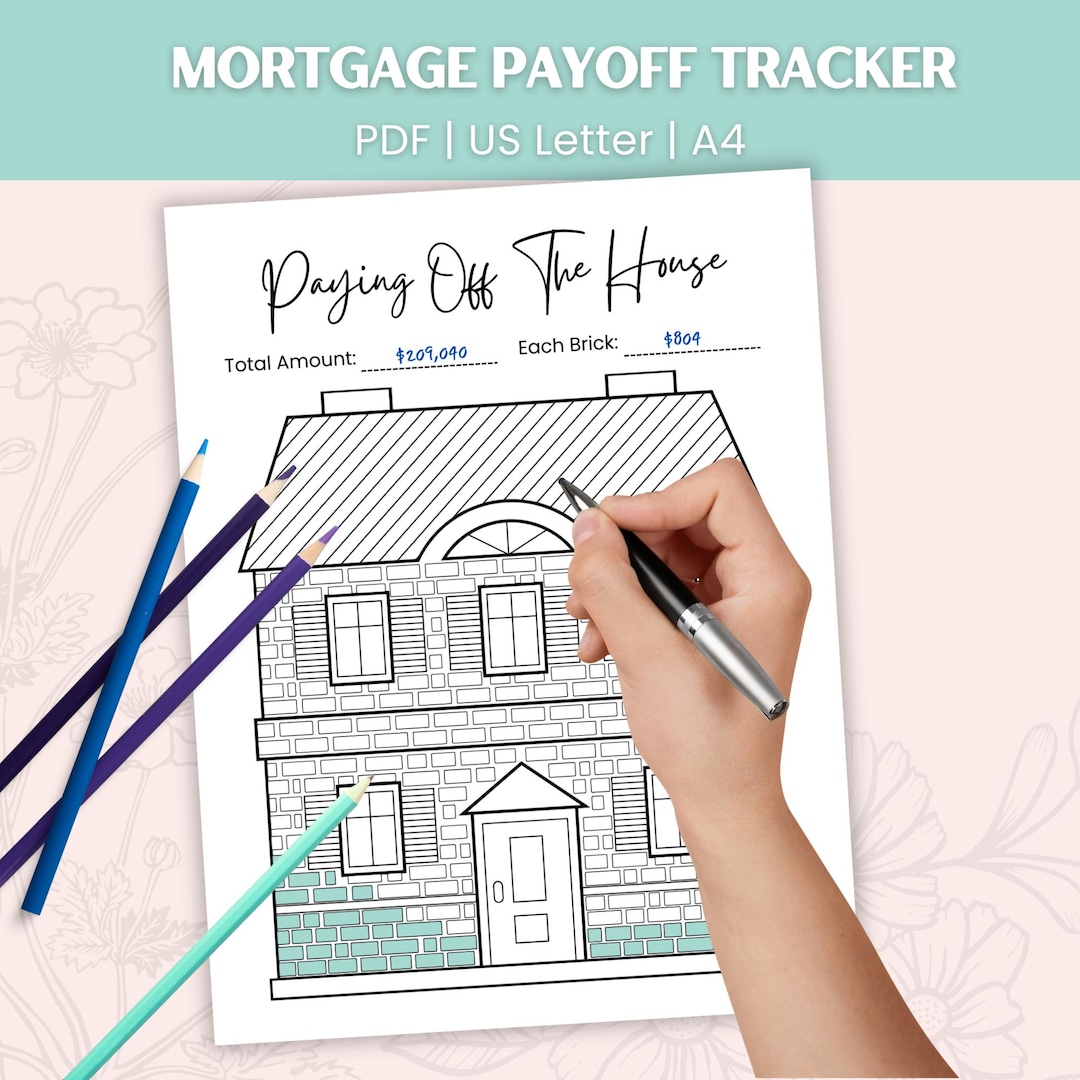 Mortgage Payoff Tracker Printable, Debt Pay off Coloring Page, House ...