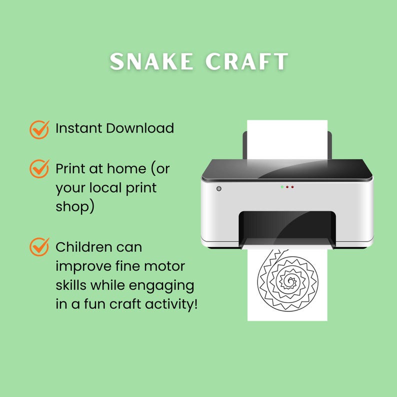 Spiral Snake Craft Printable for Kids, Cut Out Hanging Snake Coloring ...