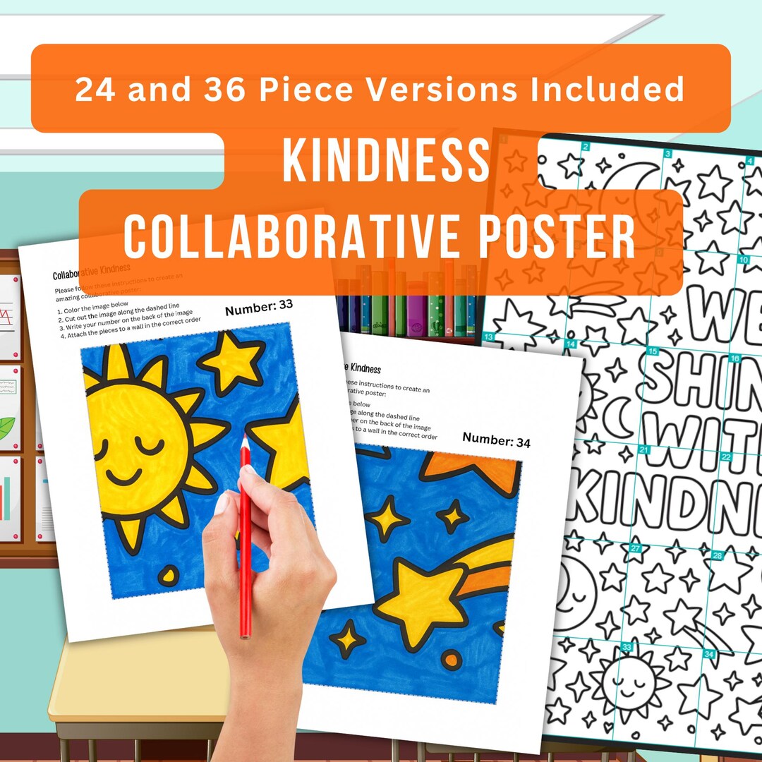 Kindness Collaborative Poster Printable, Class Activity, 24 & 36 Piece ...