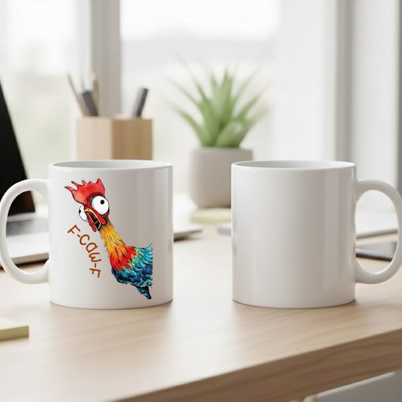 Funny Chicken Mug, F-caw-f Rooster Coffee Cup, Sarcastic Farm Animal ...