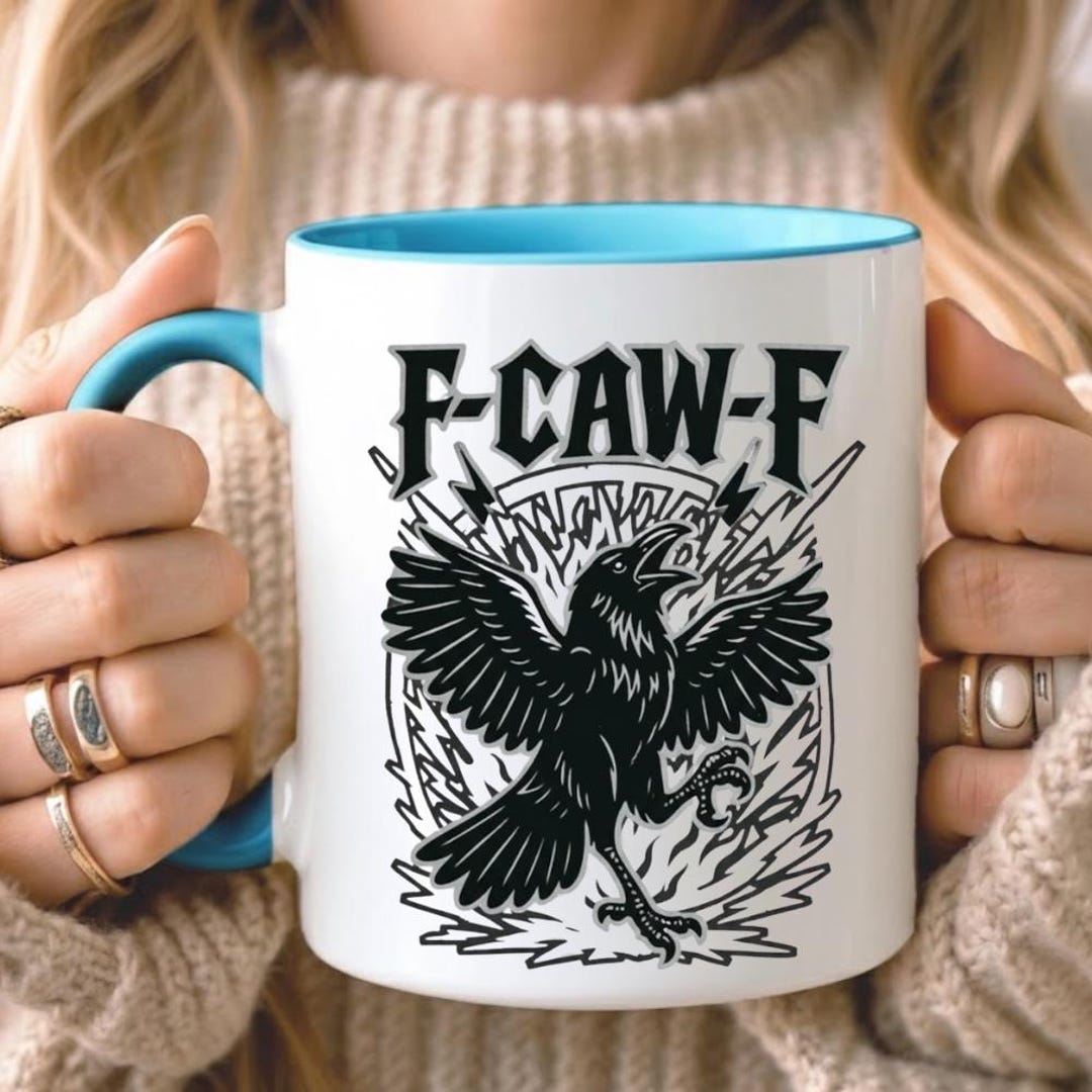 Funny Crow Mug, F-caw-f Raven Coffee Cup, Gothic Bird Lover Gift, Dark ...