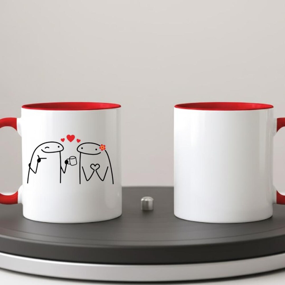 Funny Flork Meme Couple Coffee Mug, Cute Love Heart Ceramic Cup, Red ...
