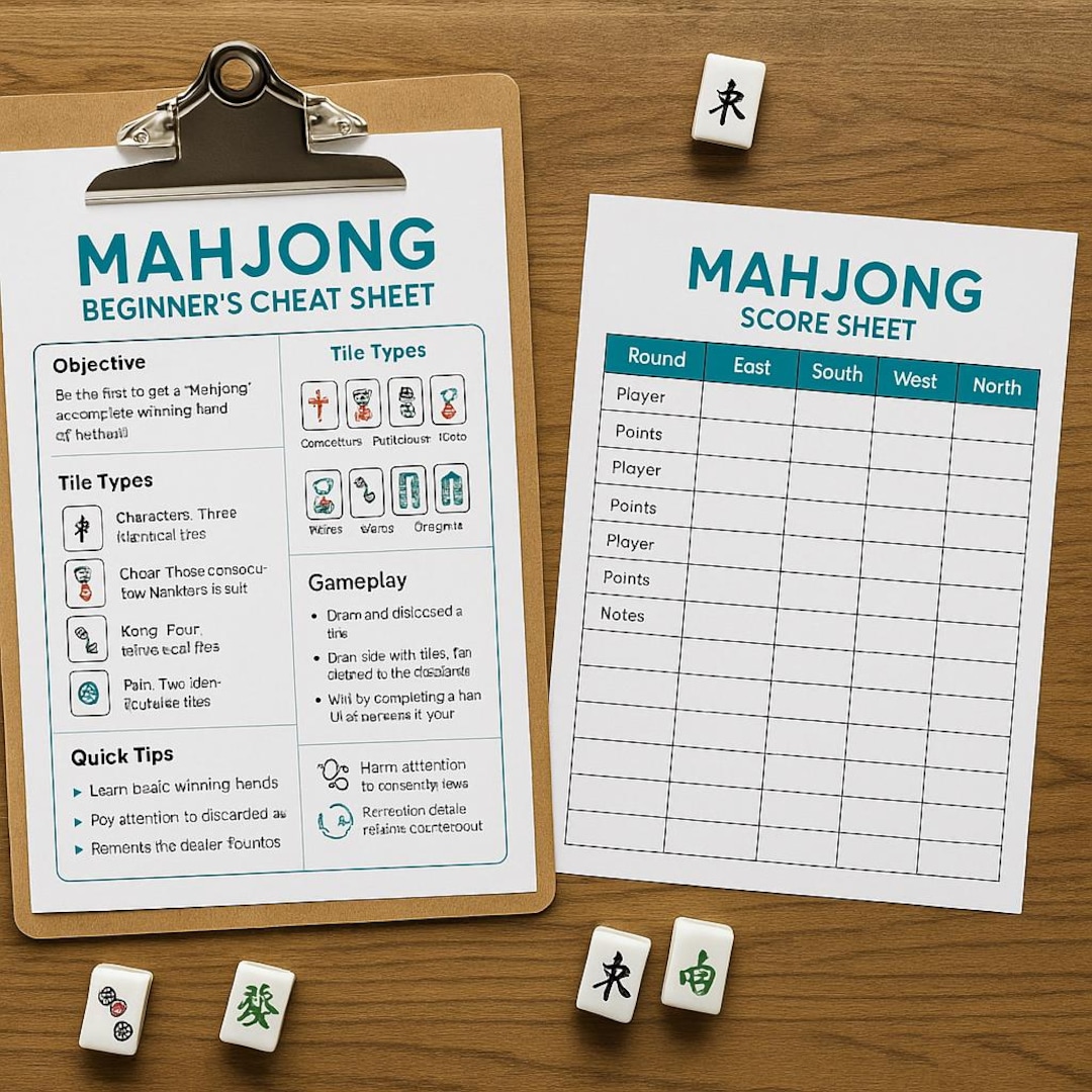 Mahjong Beginner Cheat Sheet | Printable Quick Guide | Learn Mahjong ...