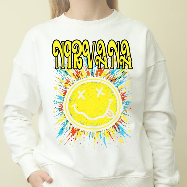 Nirvana Smile Face Retro Png, Smile Faceshirts Designs, Ready to Use - Etsy